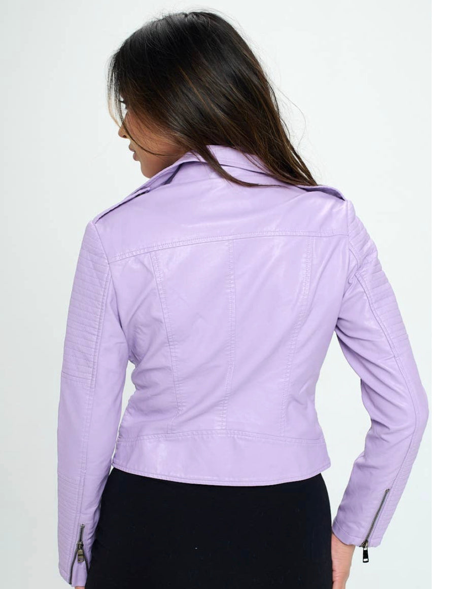 Lilac Leather Jacket – Tabu Knits Boutique
